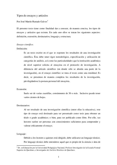 Pdf Tipos De Ensayos Y Artículos