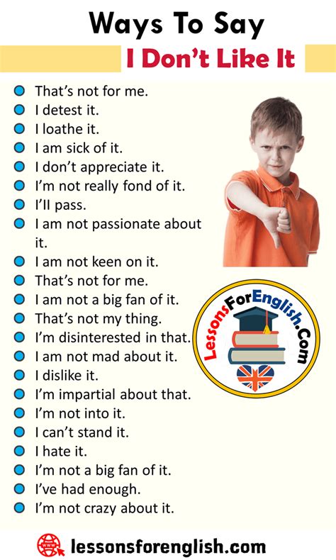 Different Ways To Say I Dont Like It English Phrases Examples Thats