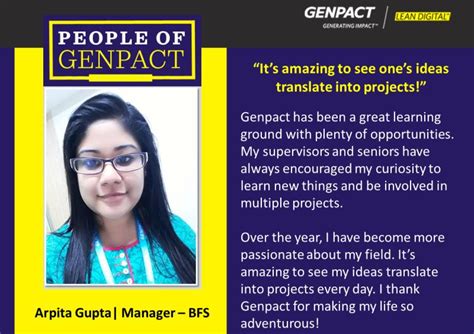 Genpact On Linkedin Careers Arpita Gupta Manager Bfs Shares Her