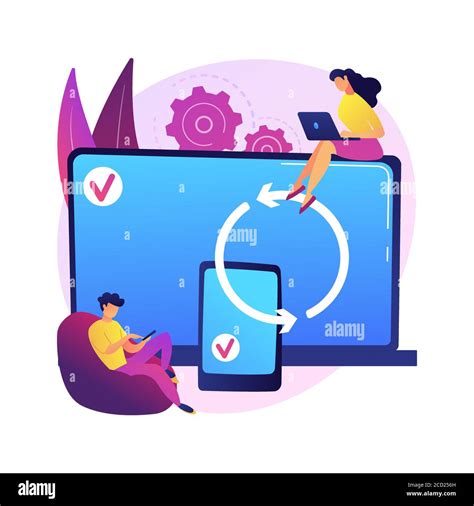 Cross Device Syncing Abstract Concept Vector Illustration Stock Vector