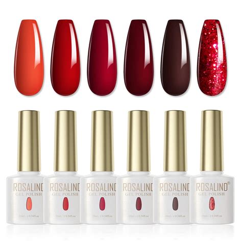 ROSALIND UV Nagellack Gel Nagellack Shellac Rot Set 6 Farben Dunkelrot