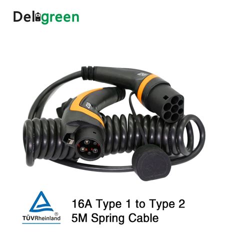 16a 250v Single Phase Type1 To Type2 Ev Charging Plugs For Electric