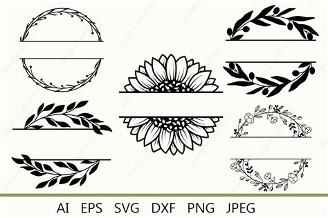 Floral Split Monogram Bundle Svg Flower Graphic By Anastasiyaartdesign