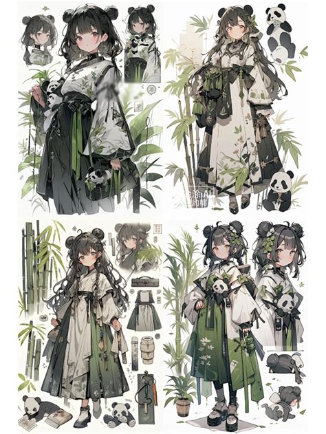 Oc 国风熊猫少女 花瓣网