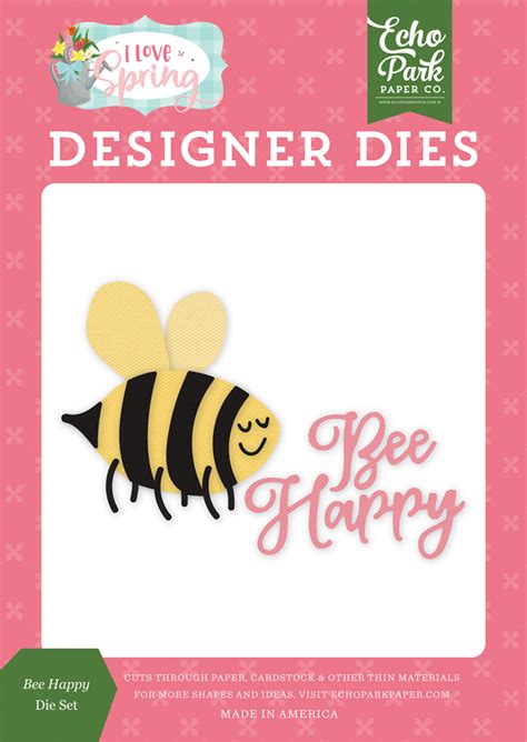 I Love Spring Bee Happy Medium Die Set Echo Park Paper Co