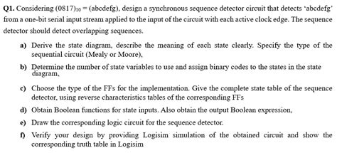 Q Considering Abcdefg Design A Synchronous Chegg