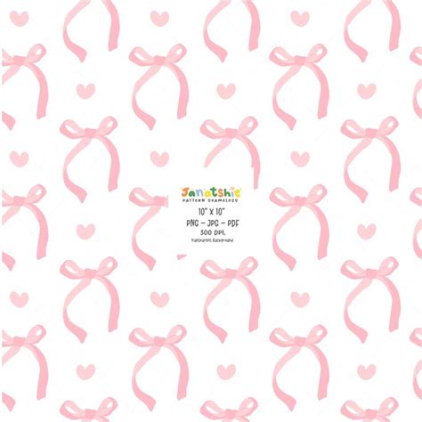 Coquette Pattern Seamless Cute Preppy Pink Ribbon Bow Printable Repeat