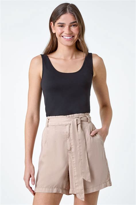 Black Plain Stretch Jersey Vest Top Roman Uk