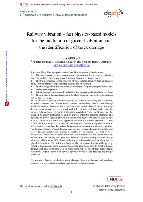 Pdf Railway Vibration Fast Physics Based Models For The Prediction Of Ground Vibration And