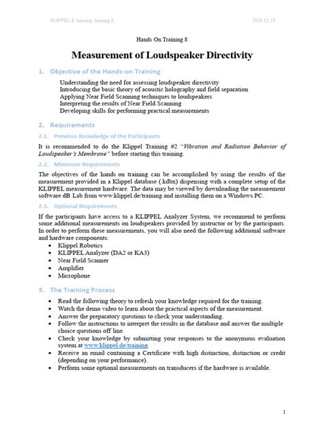 Training 8 Measurement Of Loudspeaker Directivity En Pdf