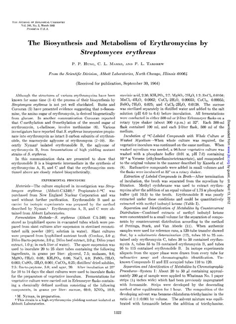 Pdf The Biosynthesis And Metabolism Of Erythromycins By Streptomyces