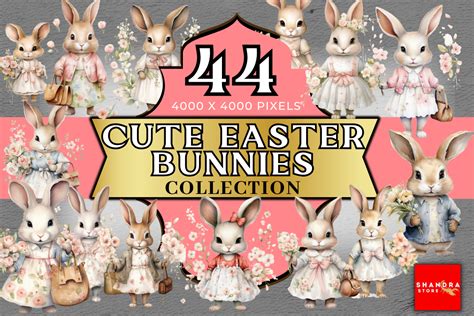 Cute Easter Bunnies Collection Graphic By Shandra Store · Creative Fabrica