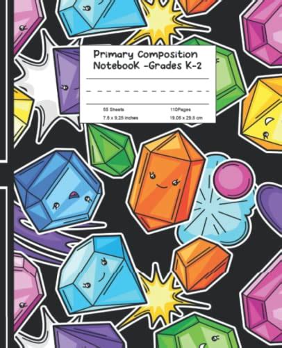 Rainbow With Gems Primary Composition Notebook K 2 Composition Notebook With Handwriting