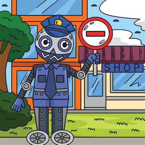 Security Guard Robot Colored Cartoon Illustration 42976951 Vector Art
