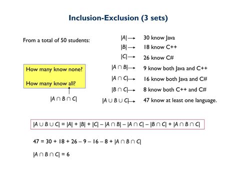 Ppt Inclusion Exclusion Principle Powerpoint Presentation Free
