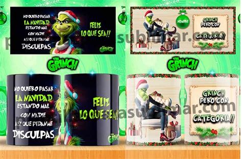 Plantillas Grinch Frases Tazas Plantillas Para Sublimar