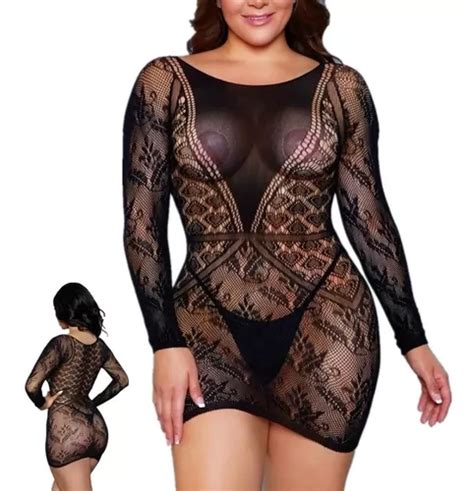 Bodystocking Malla Encaje Lencería Vestido Sexy Babydoll Meses sin