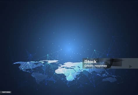 글로벌 네트워크 연결 글로벌 비즈니스의 세계지도 지점 및 라인 구성 개념 벡터 일러스트레이션 지구본에 대한 스톡 벡터 아트 및 기타 이미지 Istock