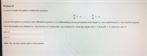 Solved Problem 8 1 Point Consider The System Of