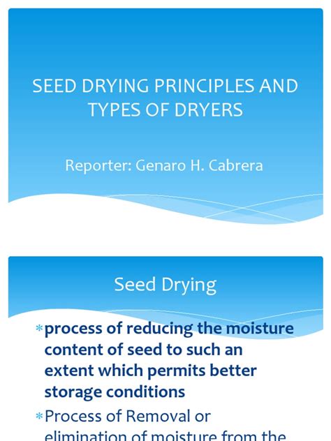 Seed Drying Principles And Types Of Dryers Pdf Seed Humidity