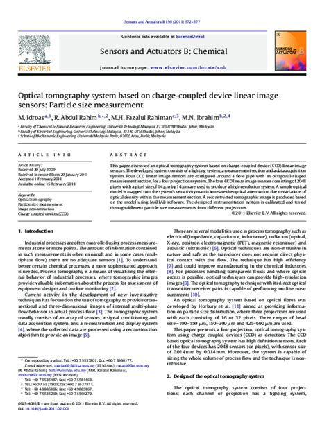 Pdf Optical Tomography System Based On Charge Coupled Device Linear
