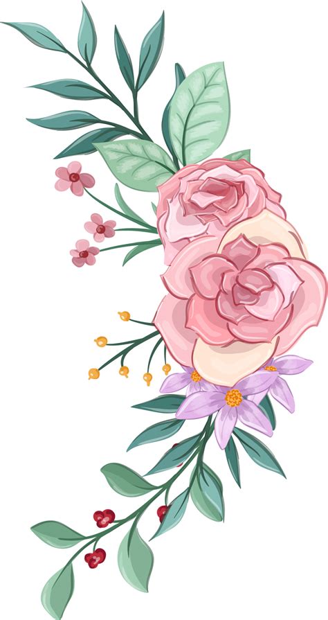 Arranjo De Flores Rosa Com Estilo Aquarela 15739713 Png