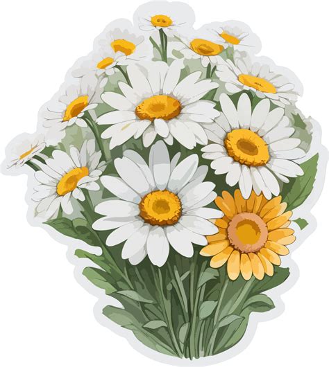 Daisy Flower Bouquet Sticker With AI Generative 27787578 PNG