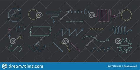 Doodle Line Arrows Colorful Direction Pointers Different Shapes