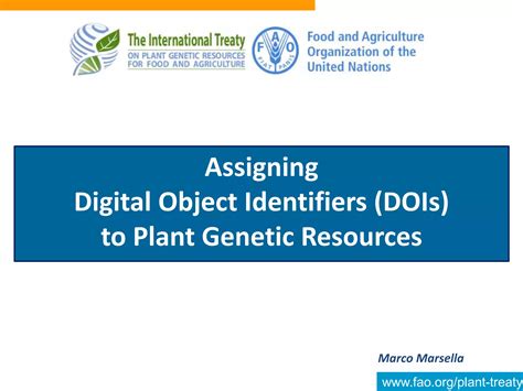 Assigning Digital Object Identifiers Dois To Plant Genetic Resources
