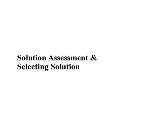 Th LEC Solution Assessment Solution Assessment Selecting Solution DECISION Studocu