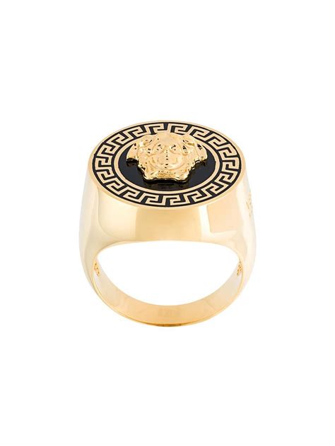 Versace Greca Medusa Ring In Metallic For Men Lyst