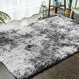 Paco Home Shaggy Poils Hauts Tapis Moderne Doux Fils Brillants Uni Gris