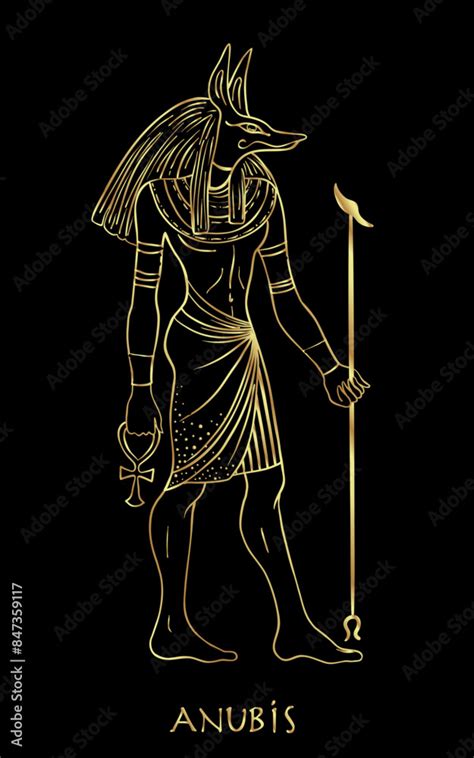 Portrait Of Anubis In Ancient Egyptian God Of Death Mummification