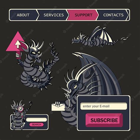 Premium Vector Web Site Design Menu Navigation Elements With Dragons