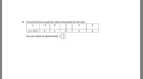 Solved 3 15 Points Find A Quadratic Spline Interpolant