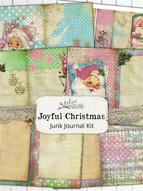 Christmas Junk Journal Kit Ephemera Pack Printable Joyful Etsy