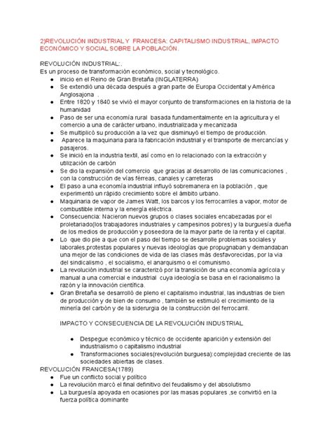 2 Revolución Industrial Y Francesa Capitalismo Industrial Impacto