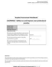 Student Assessment Workbook CHCPRP003 Reflect On And Improve Own