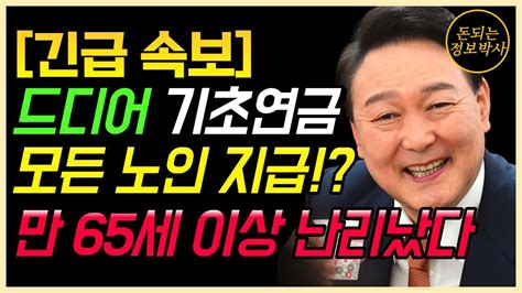 기초연금 모든 노인에게 100 지급 드디어 이렇게 바뀝니다 Youtube
