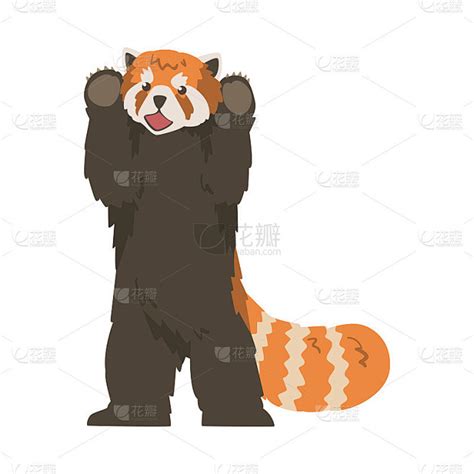 可爱的小熊猫站立与爪子举起卡通矢量插图