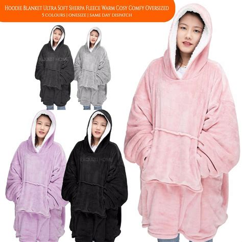 Fleece Oversized Hoodie Blanket Ultra Plush Sherpa Giant Hooded