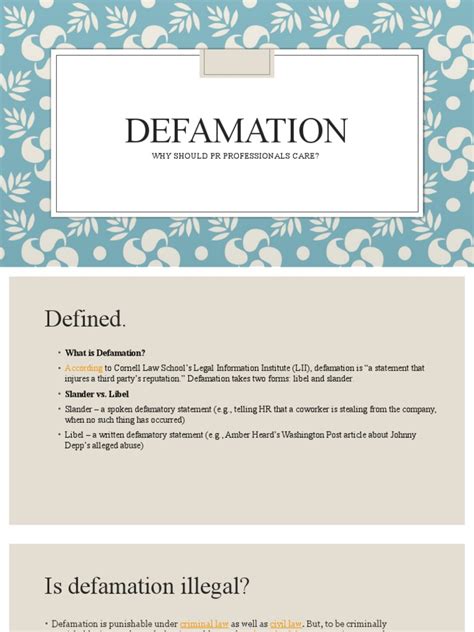 Defamation Pdf Defamation Communication