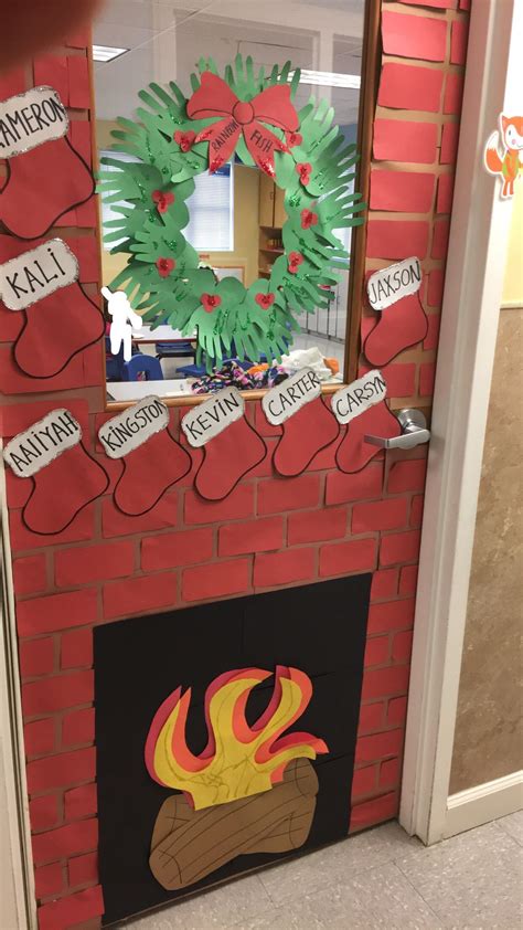 Fireplace And Stockings For Christmas Door Contest Christmas Door