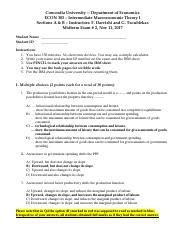 Midterm II Econ 303 2 Answers Pdf Concordia University Department Of Economics ECON 303