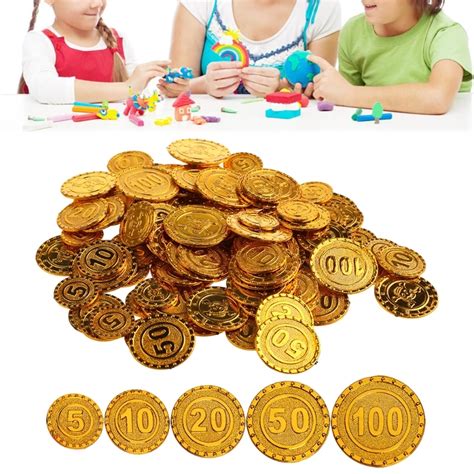100pcs 해적 금화 협상 칩 플라스틱 게임 동전 키즈 파티 용품 보물 동전 크리스마스 장식 장난감 55kd포커칩