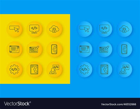 Set Line Front End Development Ui Or Ux Design Vector Image