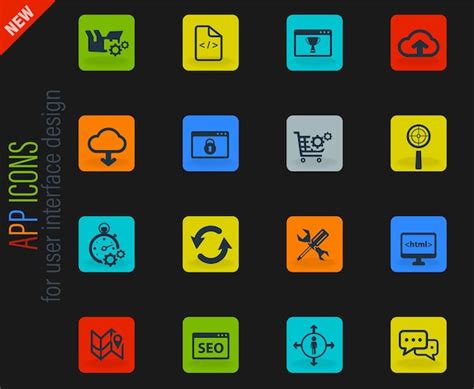 premium vector seo and development simply icons