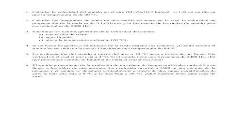 Calcular La Velocidad Del Sonido En El Aire Docx Document