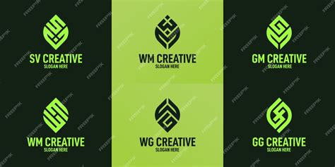 추상 모노그램 로고 디자인 세트 프리미엄 벡터