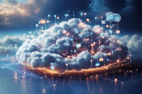 Premium Ai Image Futuristic Cloud Computing Storage Systemconnect To